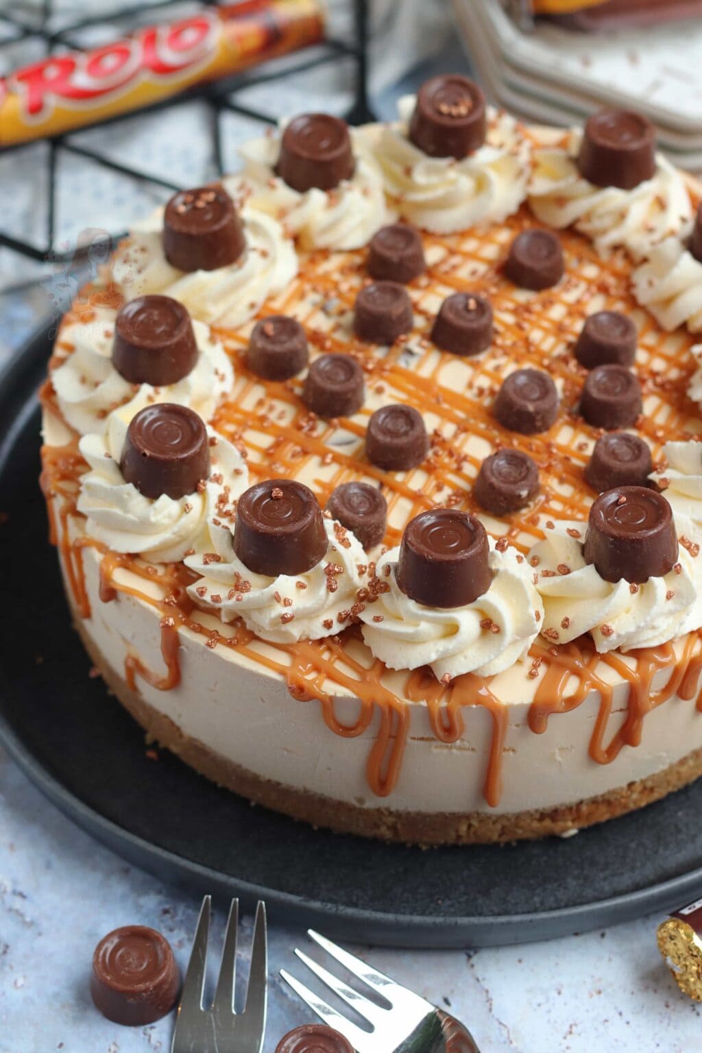 No-Bake Caramel Rolo Cheesecake! - Jane's Patisserie