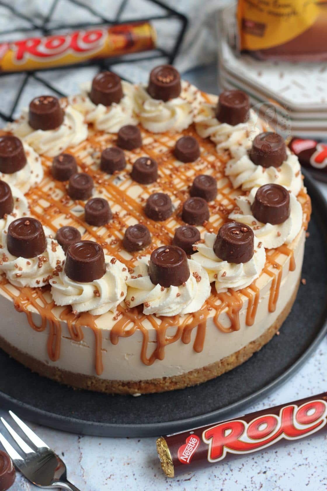 No-Bake Caramel Rolo Cheesecake! - Jane's Patisserie