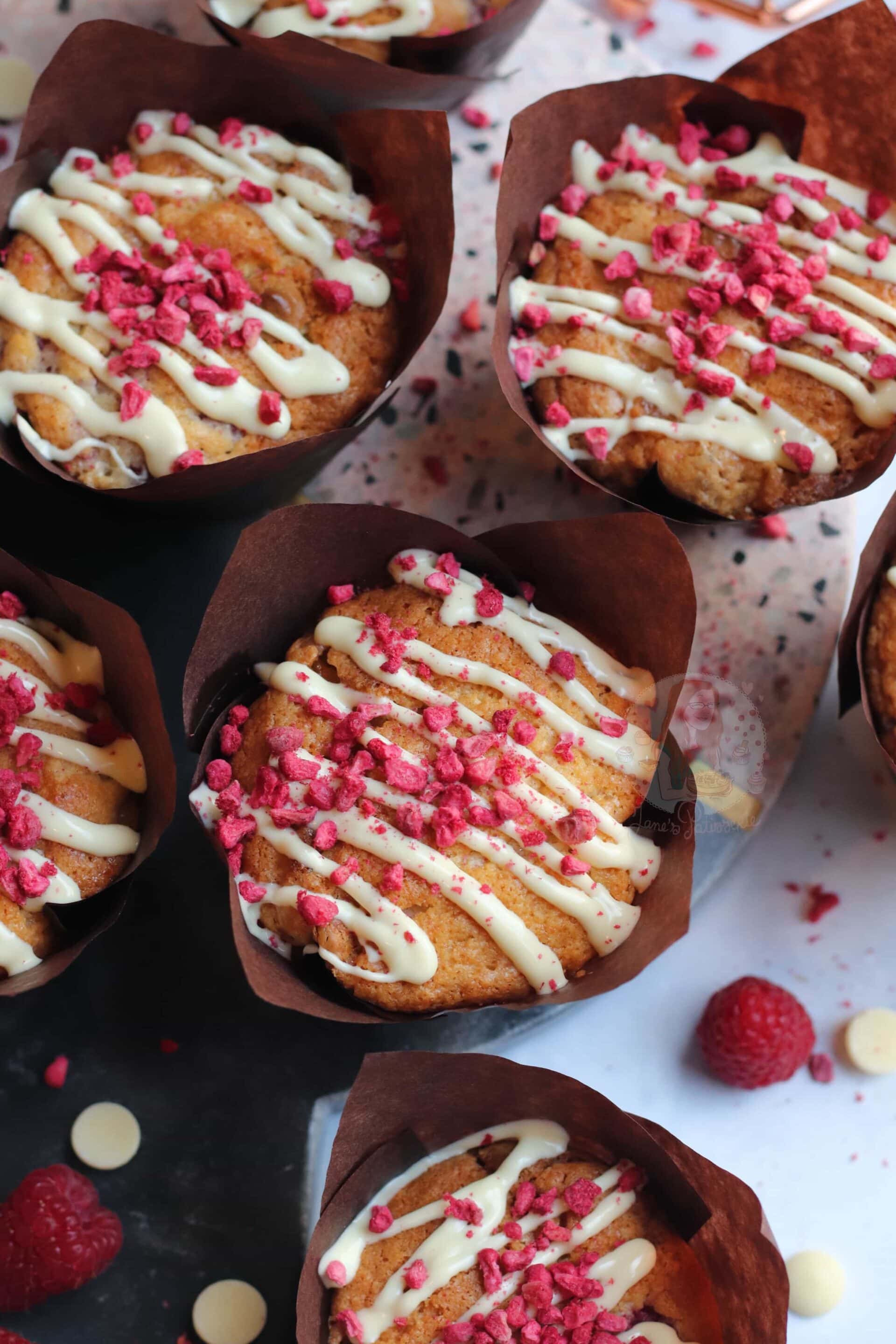 White Chocolate and Raspberry Muffins - Jane's Patisserie