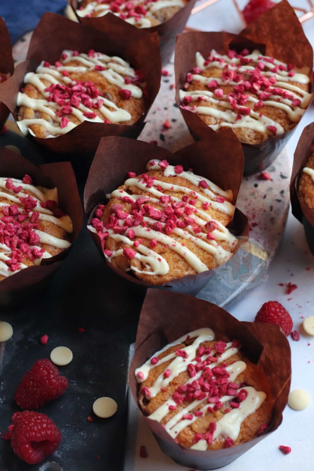 White Chocolate and Raspberry Muffins - Jane's Patisserie