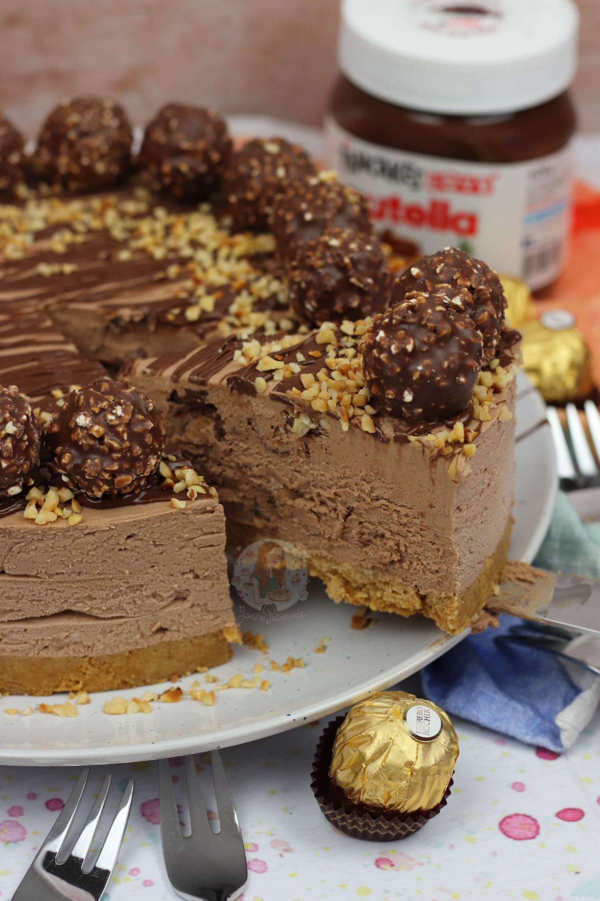 No-Bake Ferrero Rocher and Nutella Cheesecake! - Jane's Patisserie