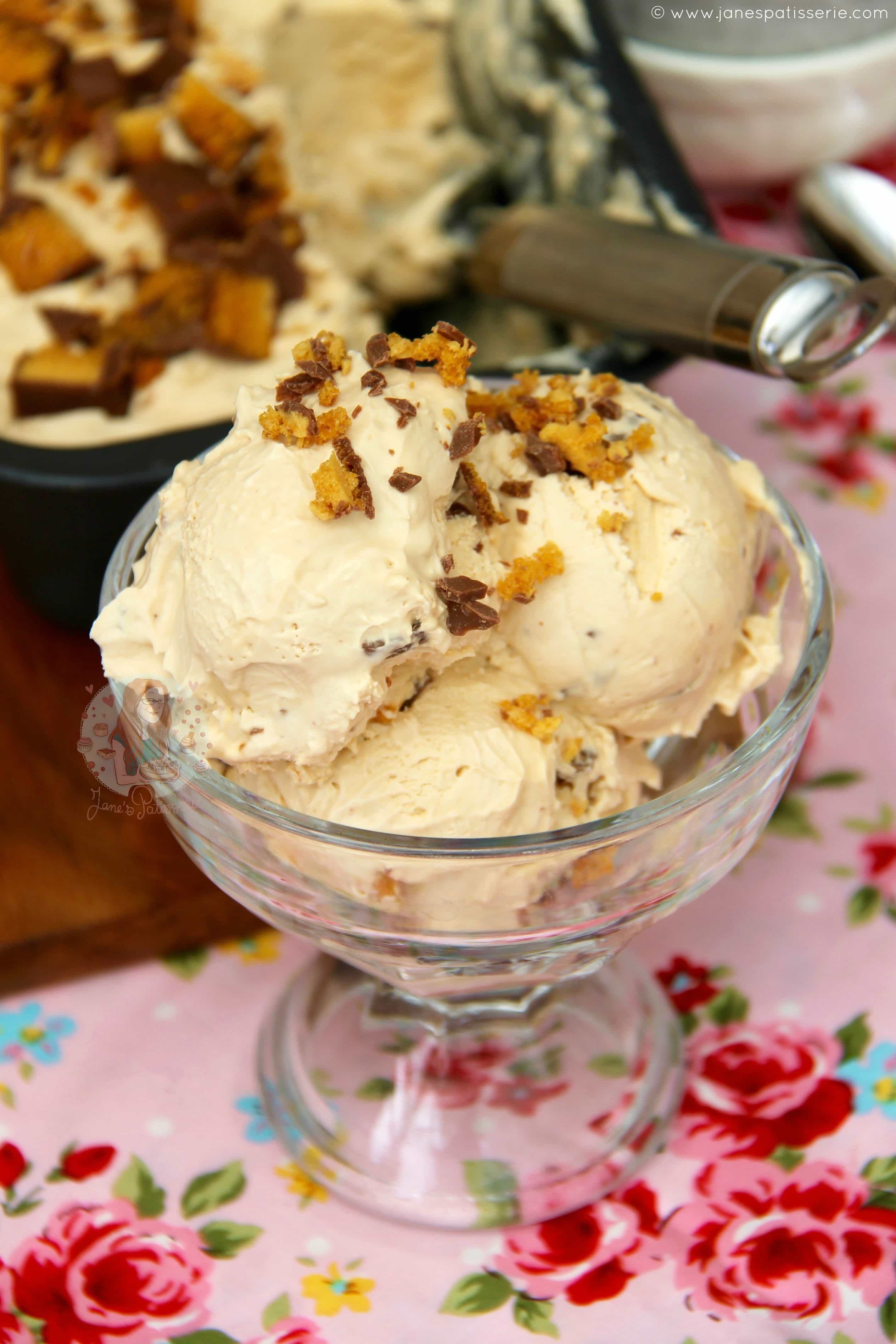 No Churn Crunchie Ice Cream! - Jane's Patisserie