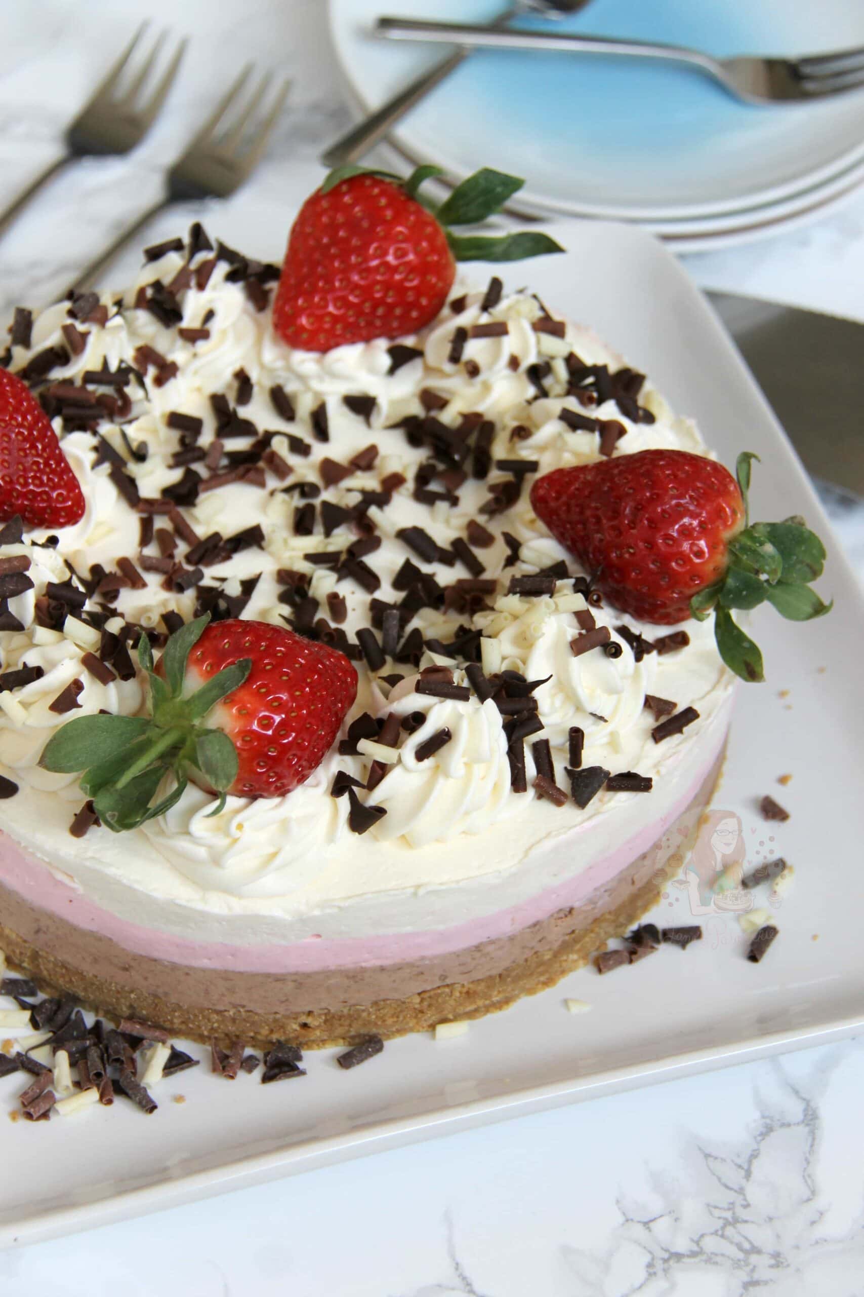 No-Bake Neapolitan Cheesecake! - Jane's Patisserie