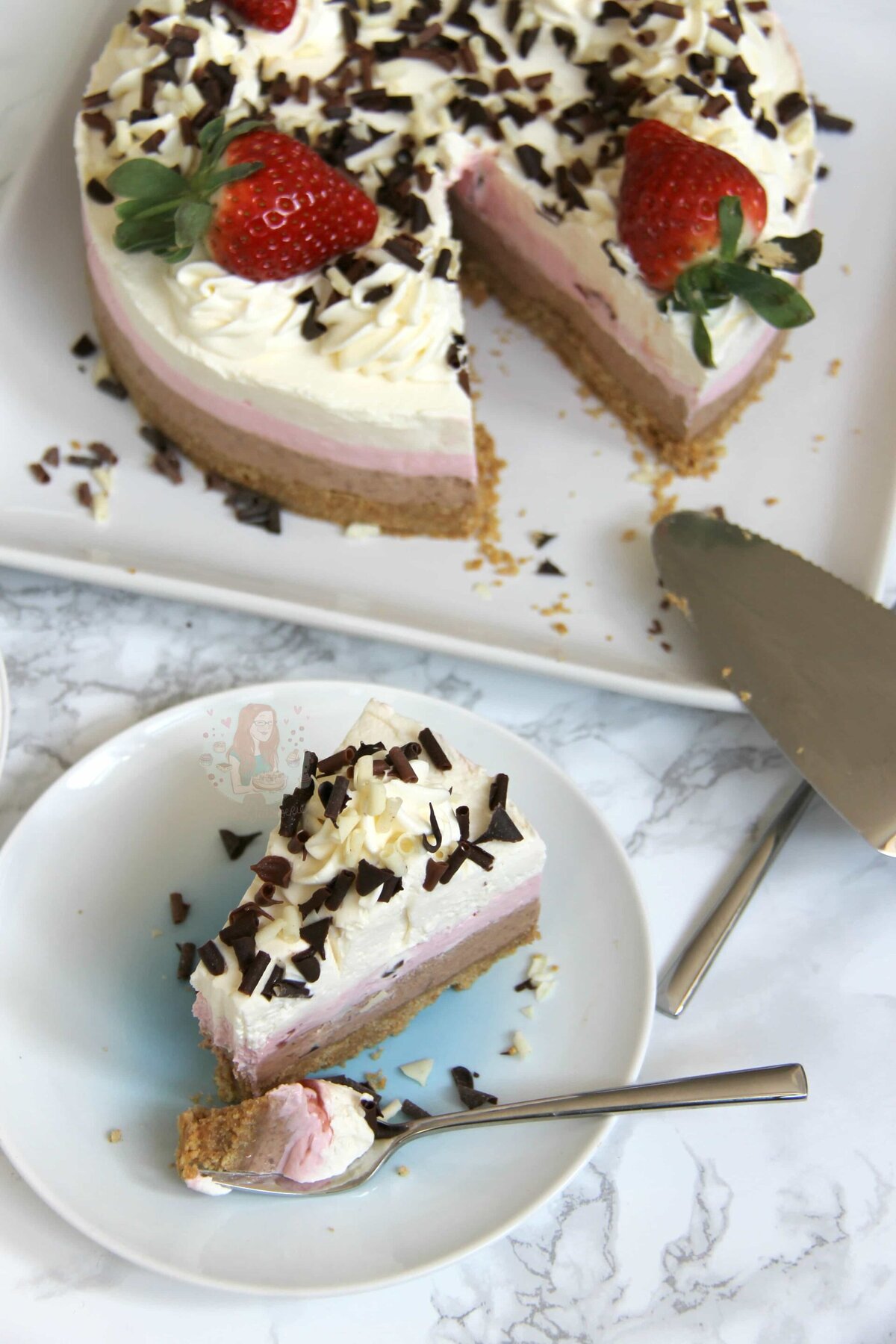 No-Bake Neapolitan Cheesecake! - Jane's Patisserie