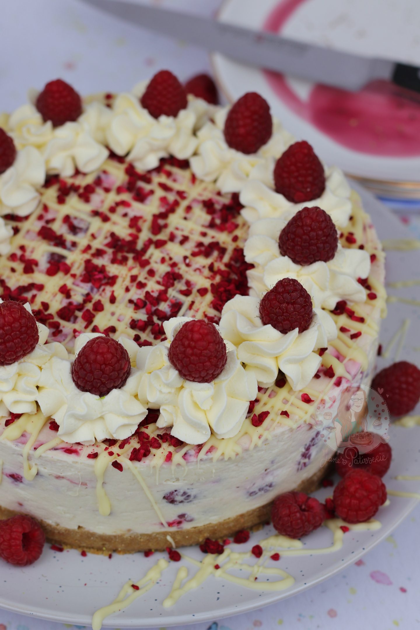 White Chocolate & Raspberry Cheesecake - Jane's Patisserie