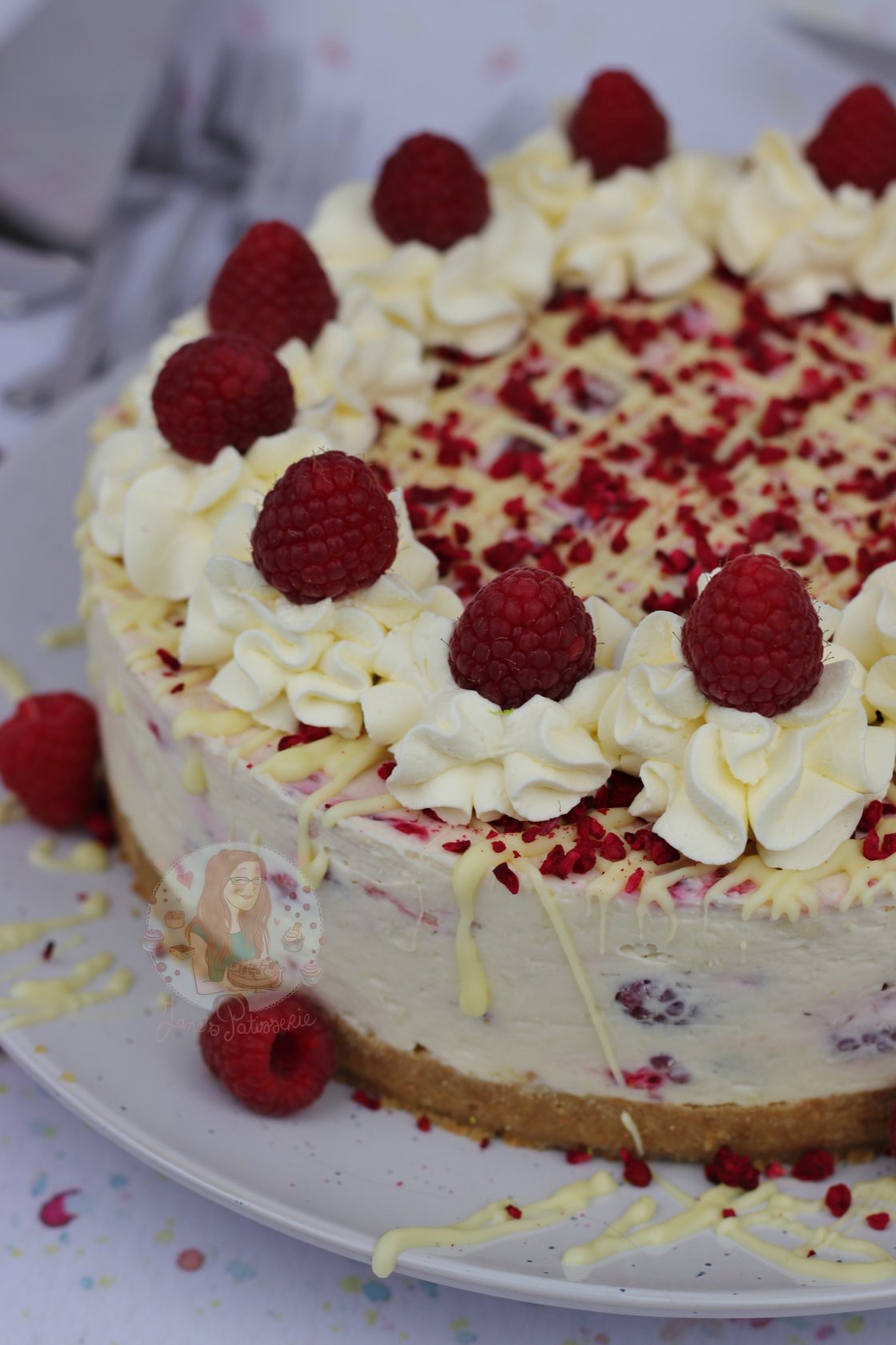 White Chocolate & Raspberry Cheesecake - Jane's Patisserie