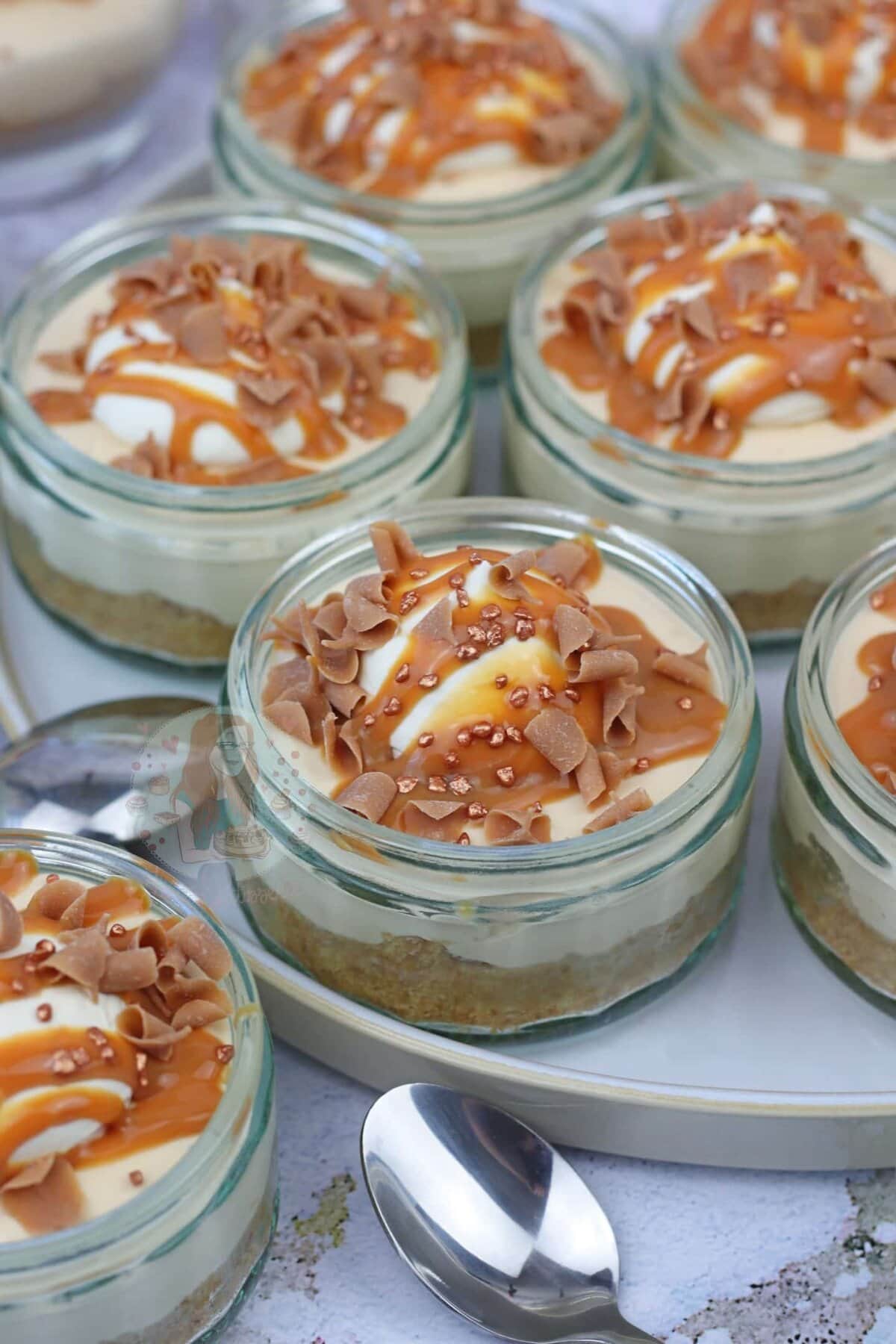 Salted Caramel Cheesecake Pots - Jane's Patisserie