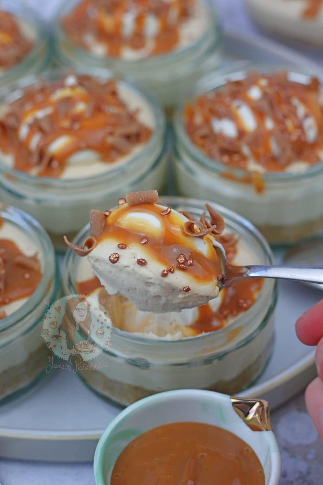 Salted Caramel Cheesecake Pots - Jane's Patisserie