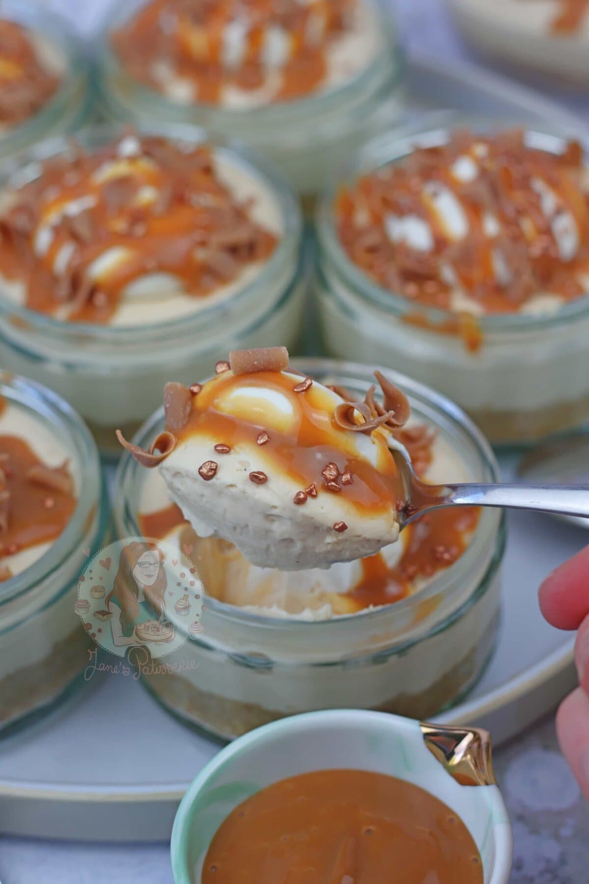 Salted Caramel Cheesecake Pots - Jane's Patisserie