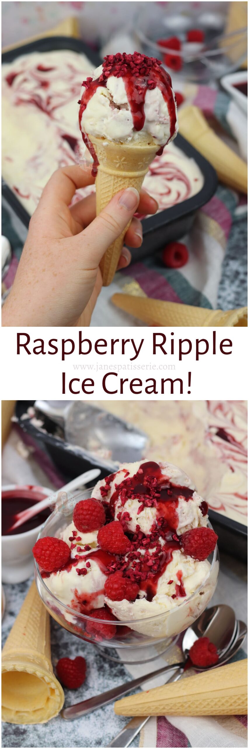 Raspberry Ripple Ice Cream! - Jane's Patisserie