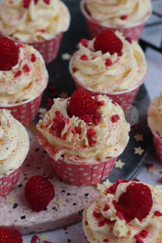 White Chocolate Raspberry Cupcakes - Jane's Patisserie