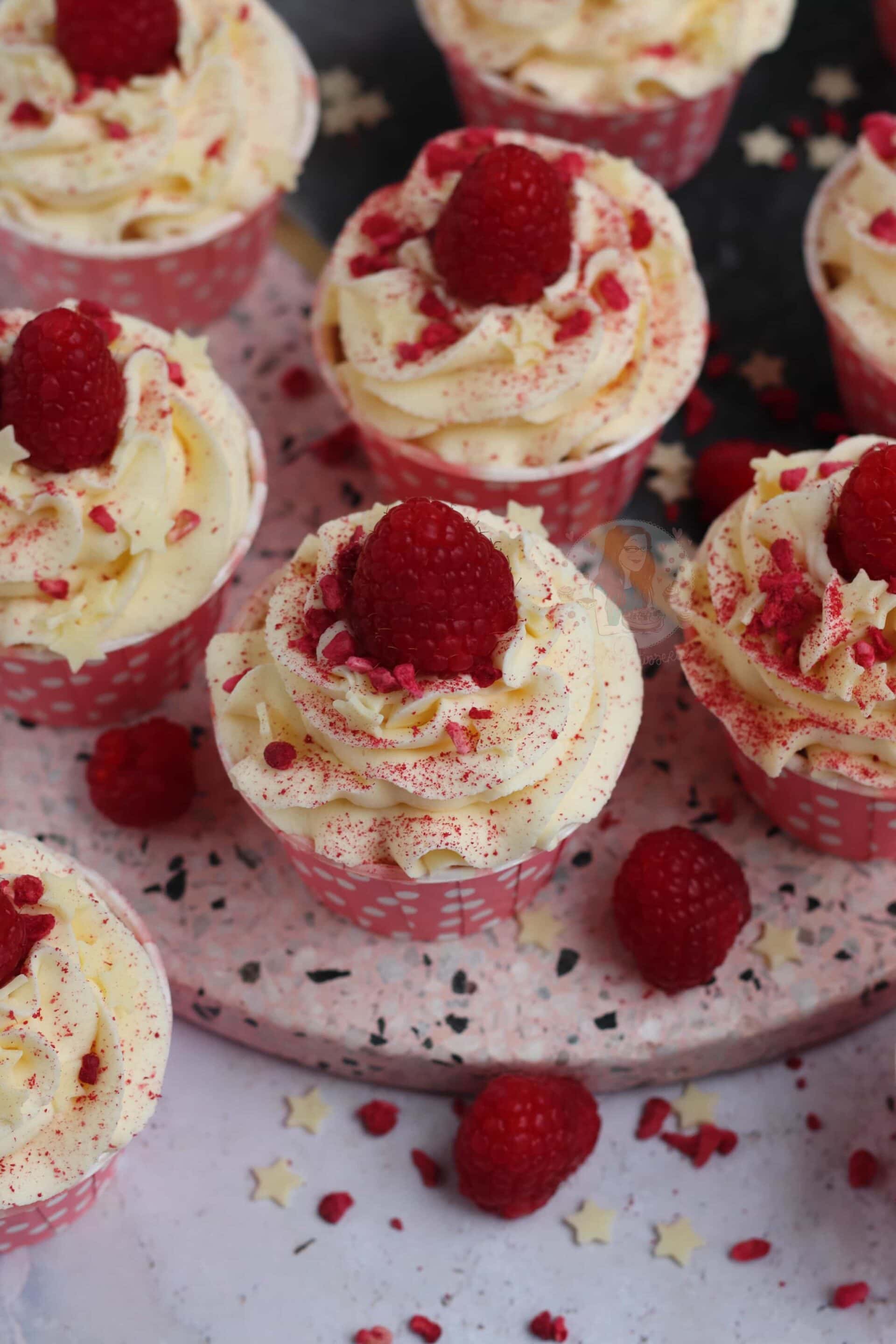 White Chocolate Raspberry Cupcakes - Jane's Patisserie