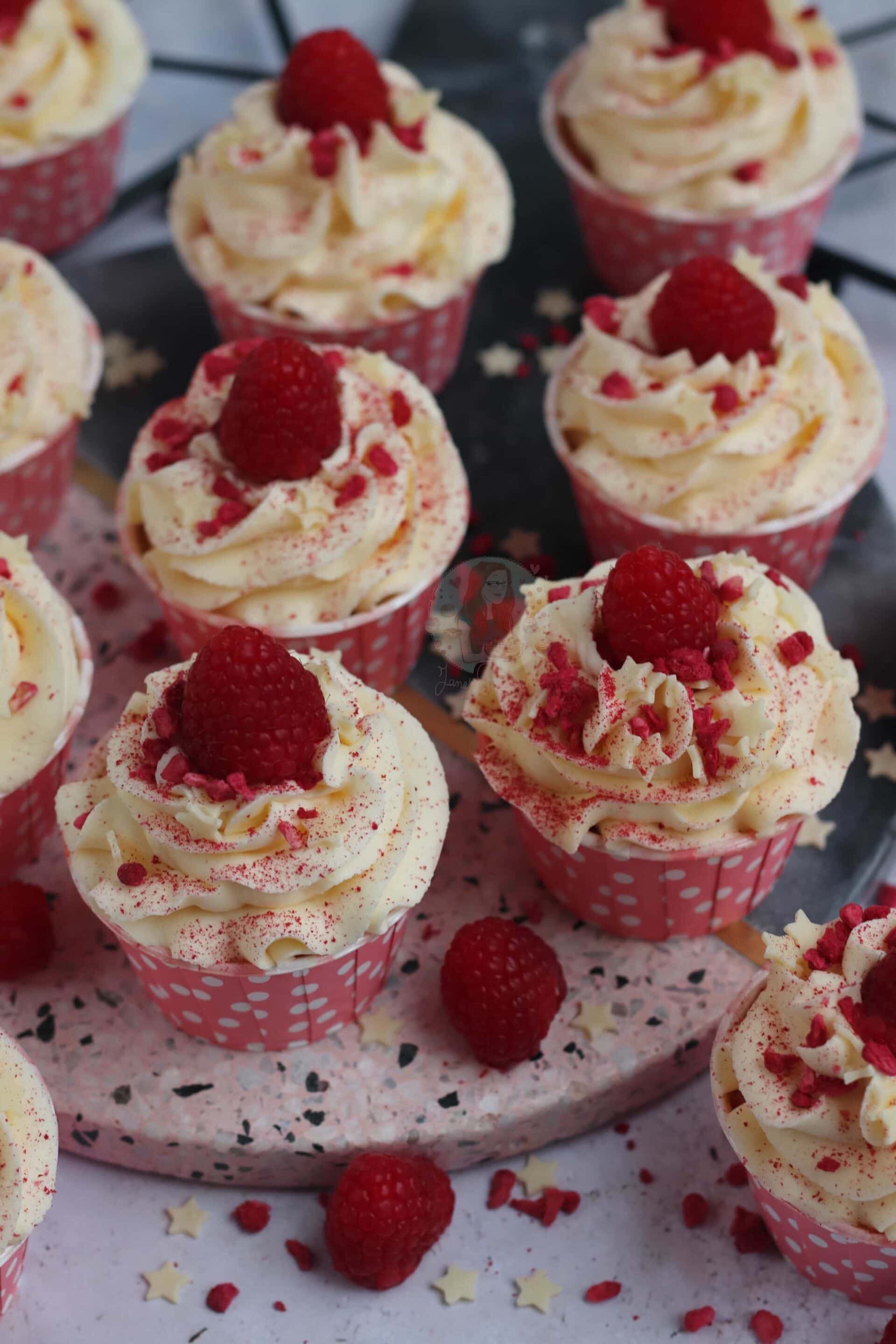 White Chocolate Raspberry Cupcakes - Jane's Patisserie
