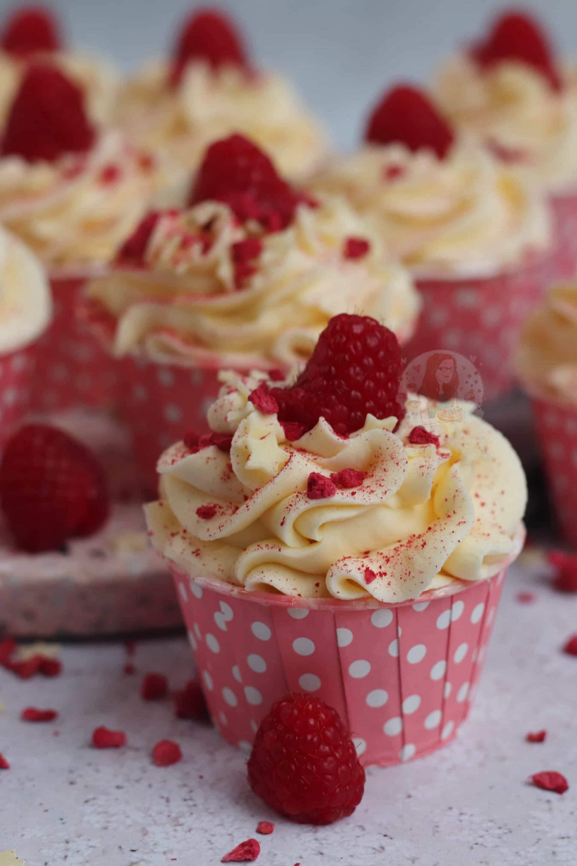 White Chocolate Raspberry Cupcakes - Jane's Patisserie