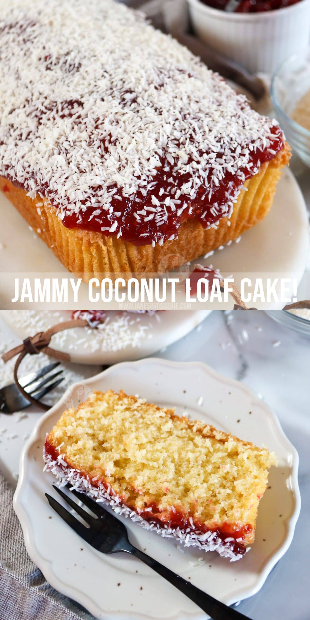 Jammy Coconut Loaf Cake! - Jane's Patisserie