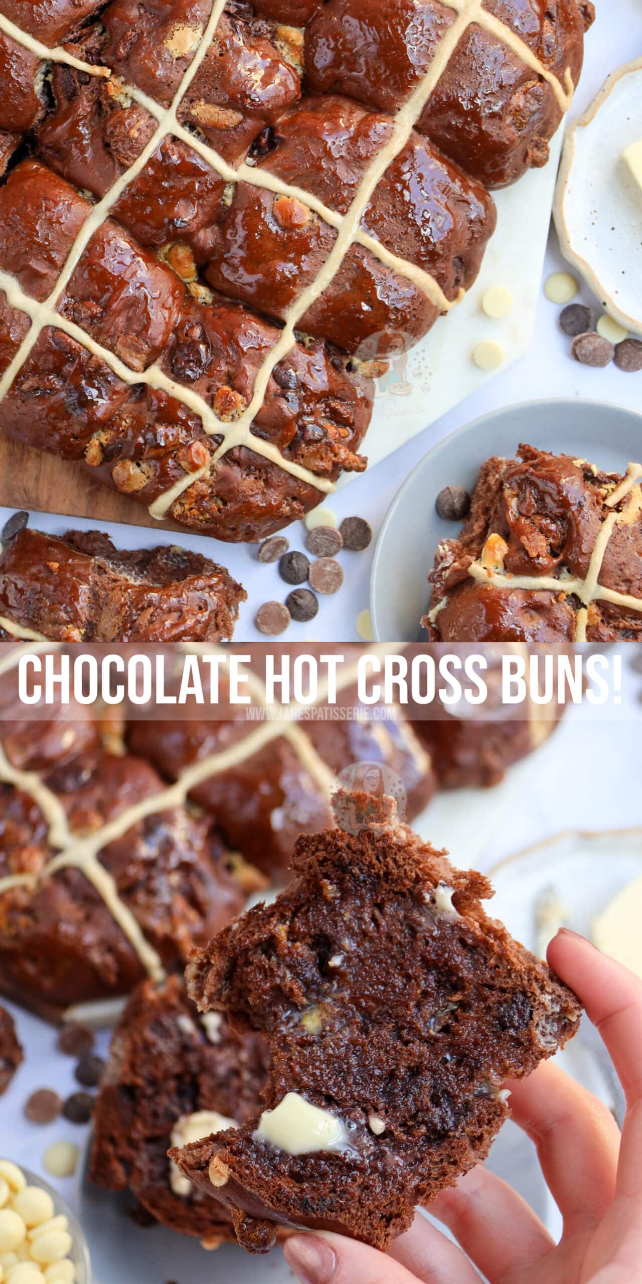 Chocolate Hot Cross Buns! - Jane's Patisserie