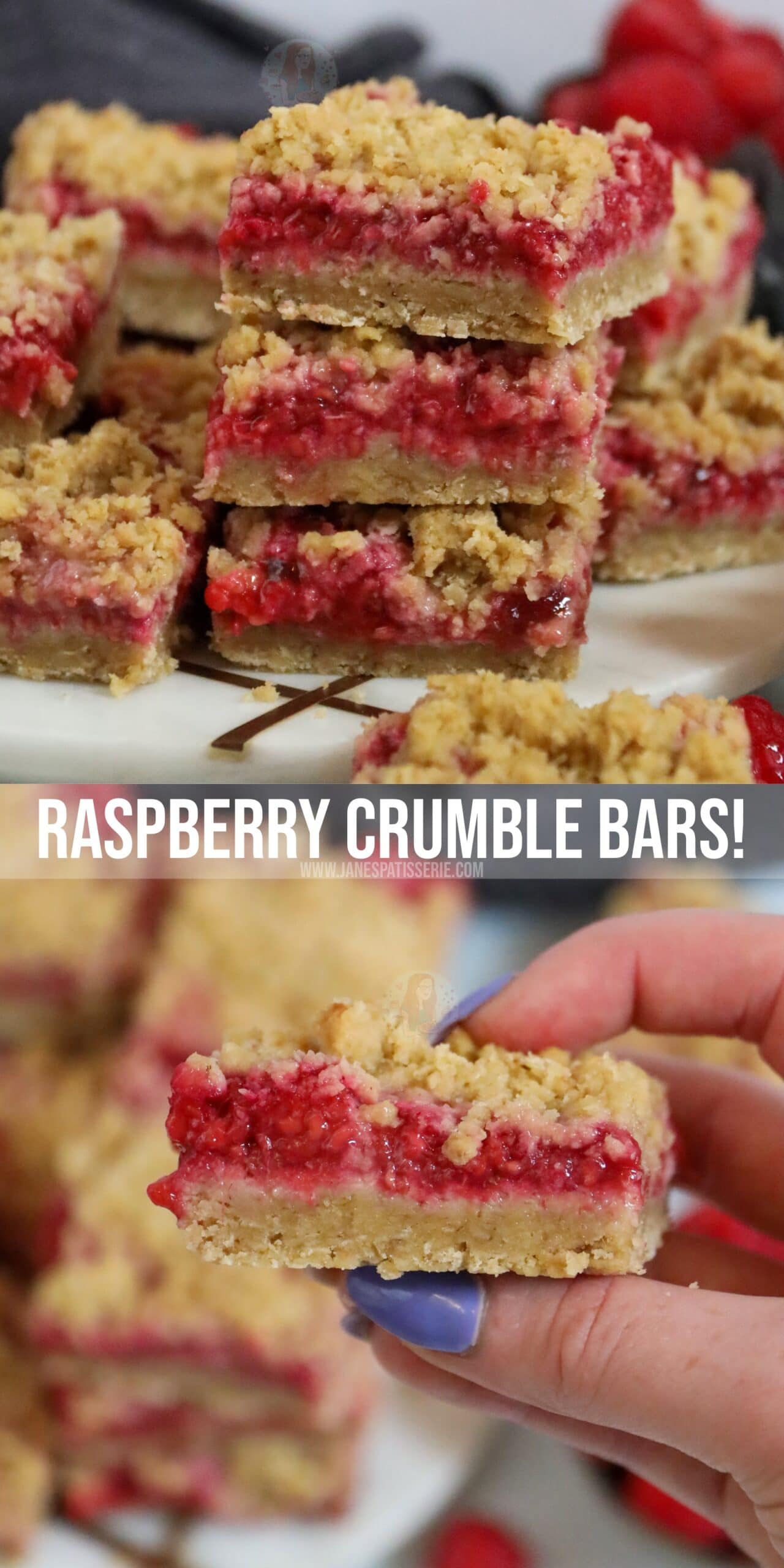 Raspberry Crumble Bars! - Jane's Patisserie