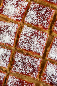 Jammy Coconut Traybake - Jane's Patisserie