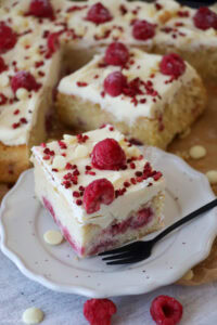 White Chocolate Raspberry Traybake - Jane's Patisserie