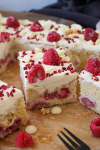 White Chocolate Raspberry Traybake - Jane's Patisserie