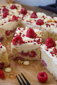 White Chocolate Raspberry Traybake - Jane's Patisserie