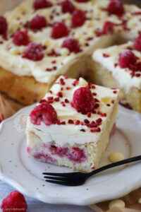 White Chocolate Raspberry Traybake - Jane's Patisserie