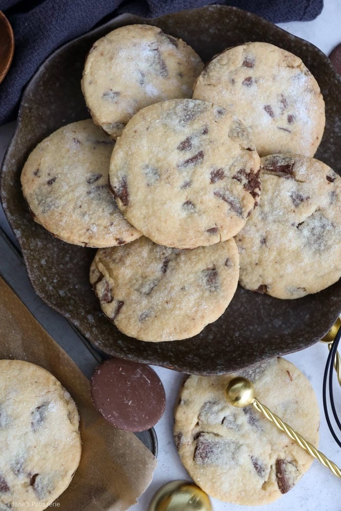 Chocolate Button Shortbread Cookies - Jane's Patisserie