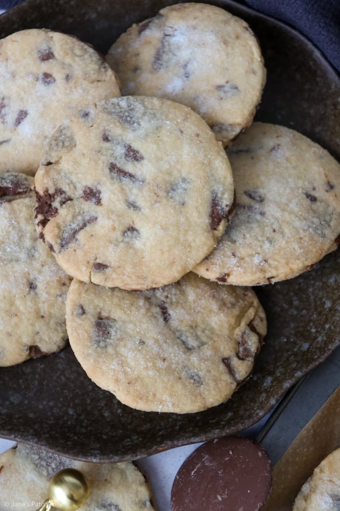 Chocolate Button Shortbread Cookies - Jane's Patisserie