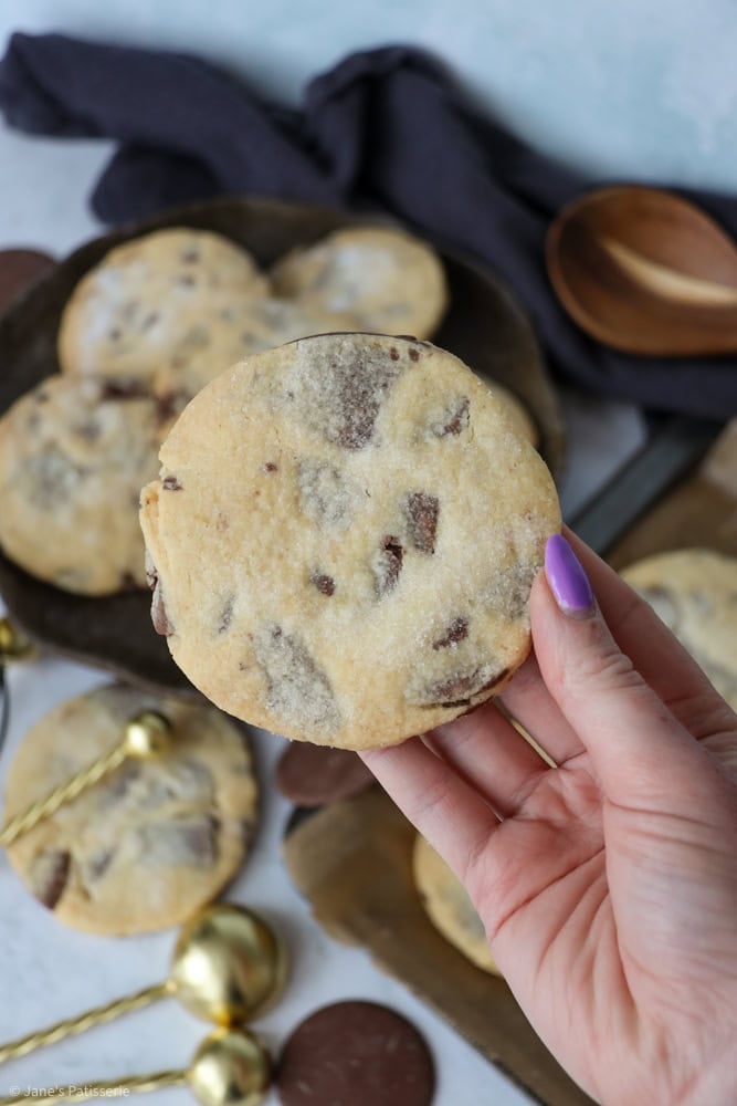 Chocolate Button Shortbread Cookies - Jane's Patisserie